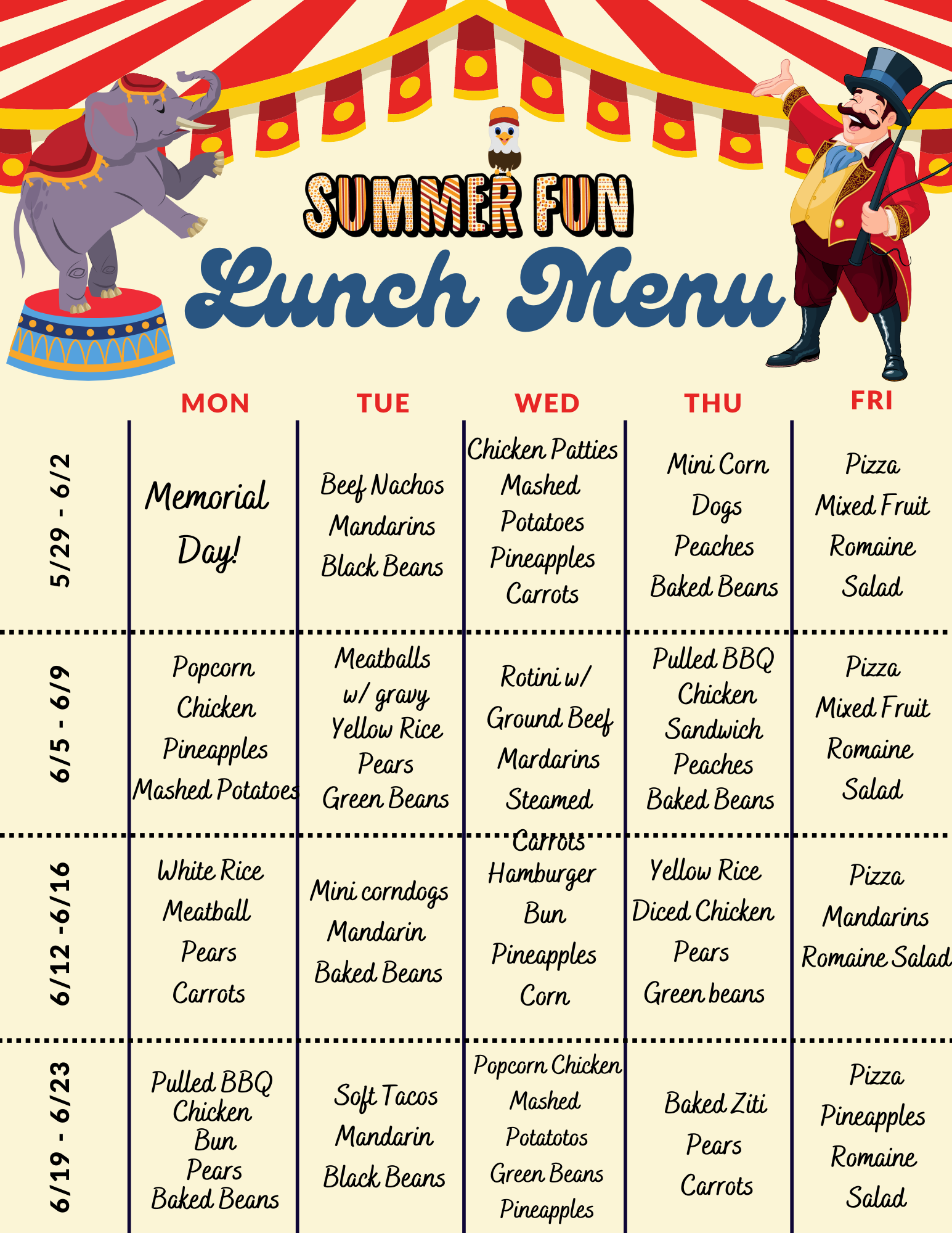 Fun Lunch Menus at Isaac Oppen blog